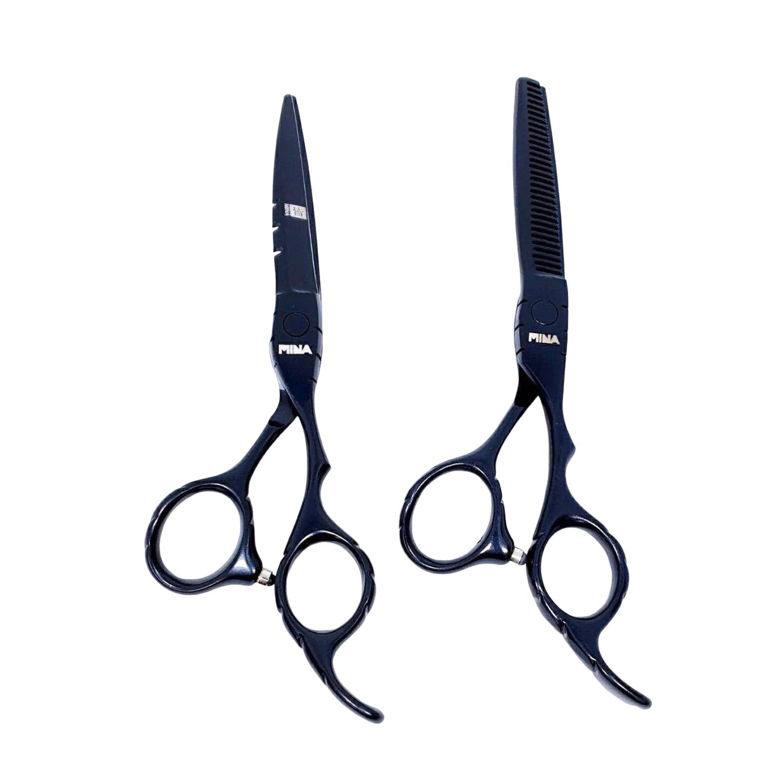 Mina Matte Black Offset Hairdressing Scissor Set - Professional Cutting ...